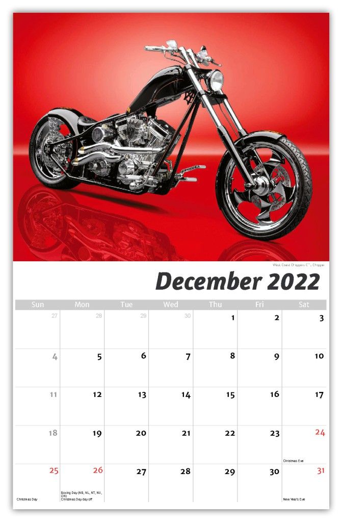 2023 Wall Calendar | Motorcycle Mania