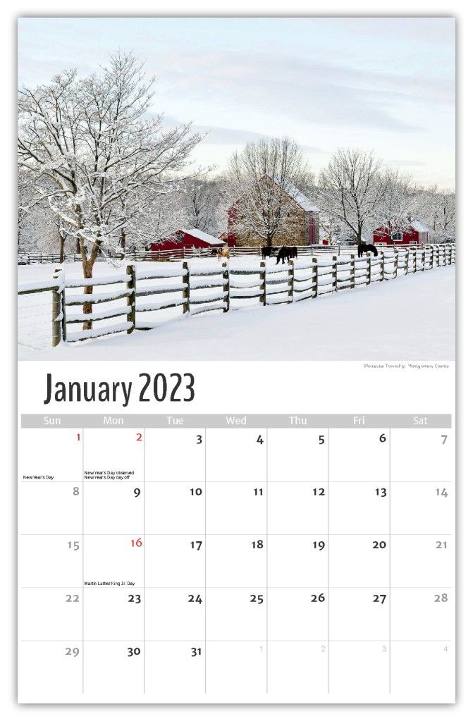 2023 Wall Calendar | Pennsylvania State Scenic