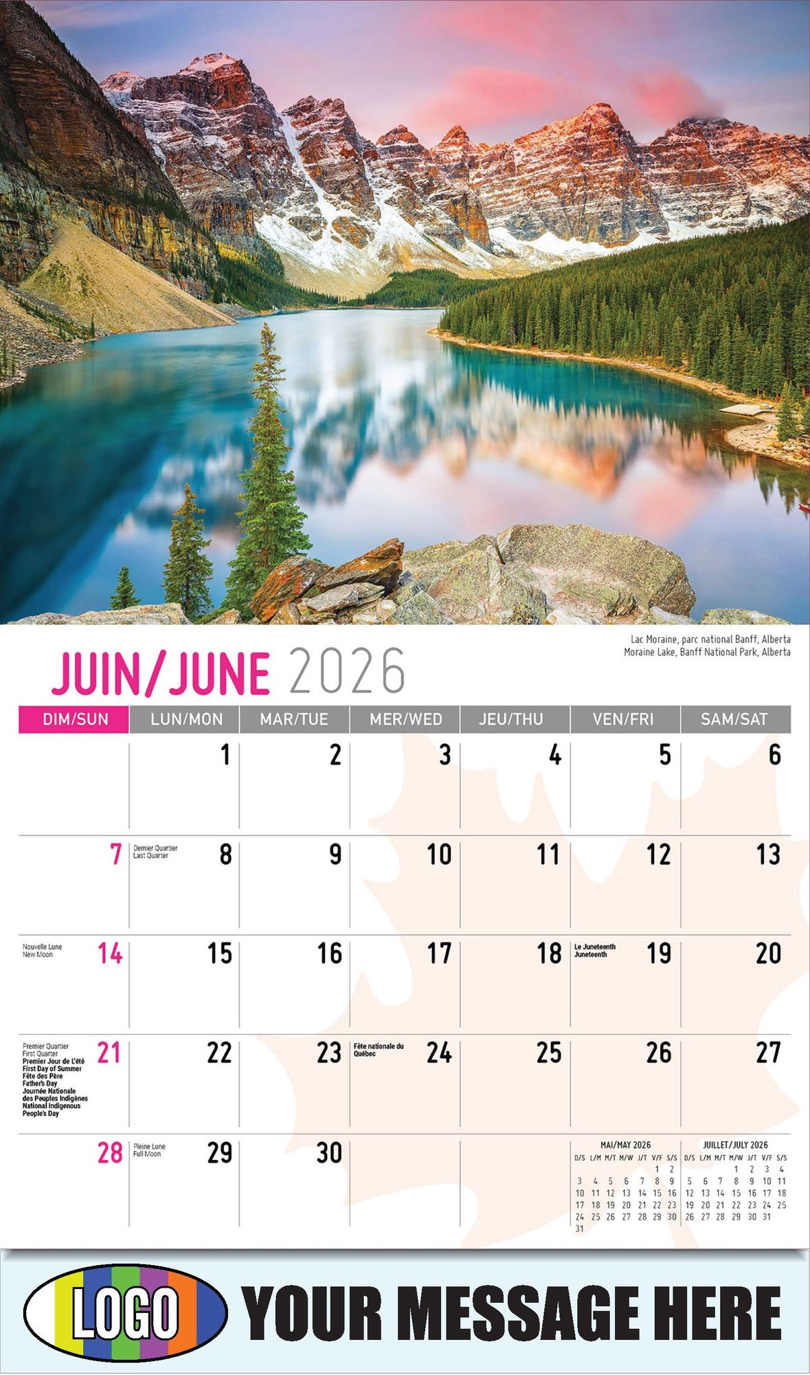 2026 Business Promotion Calendar | French-English | Scenes of Canada