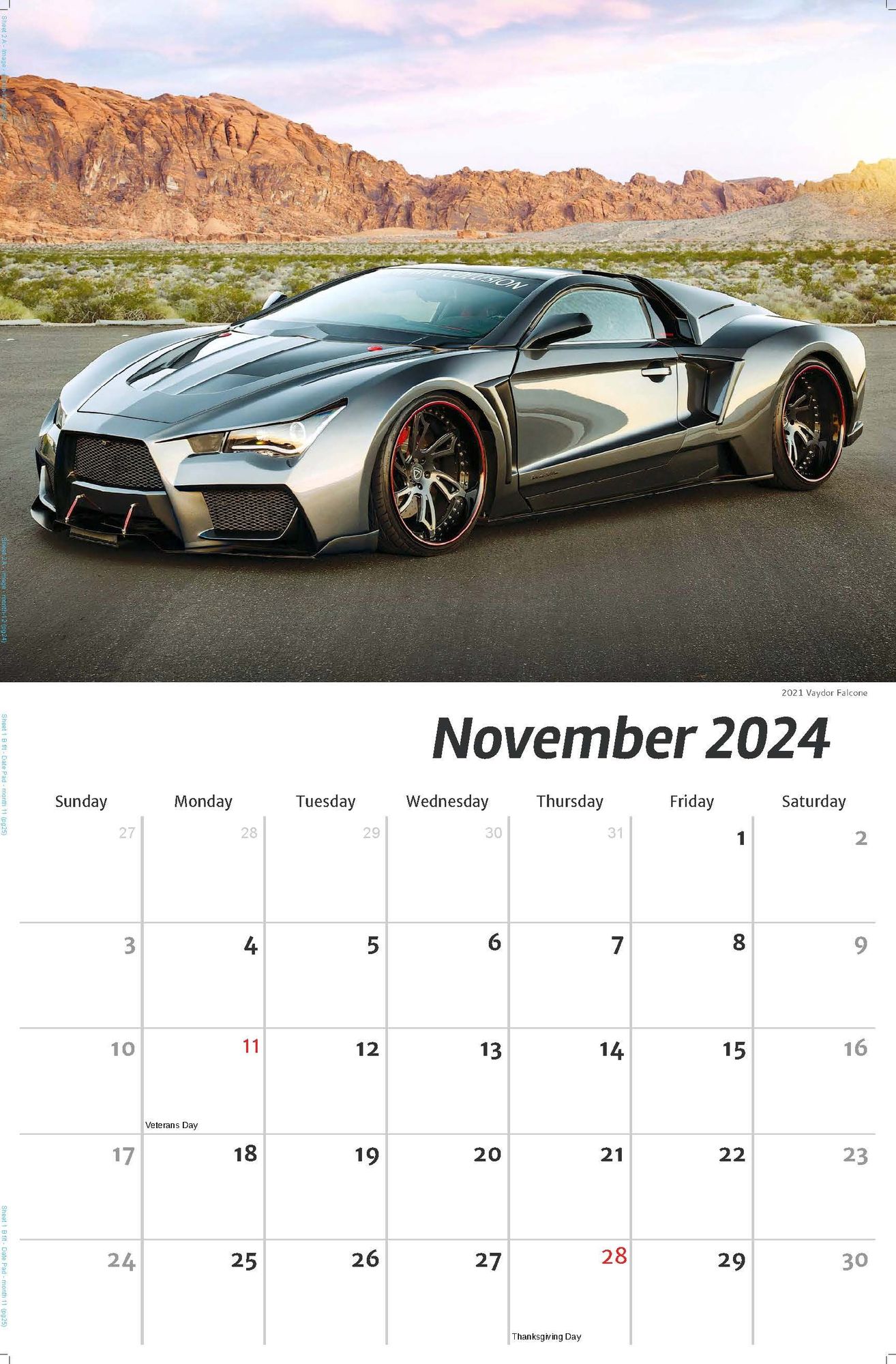 2024 Wall Calendar | Exotic Cars