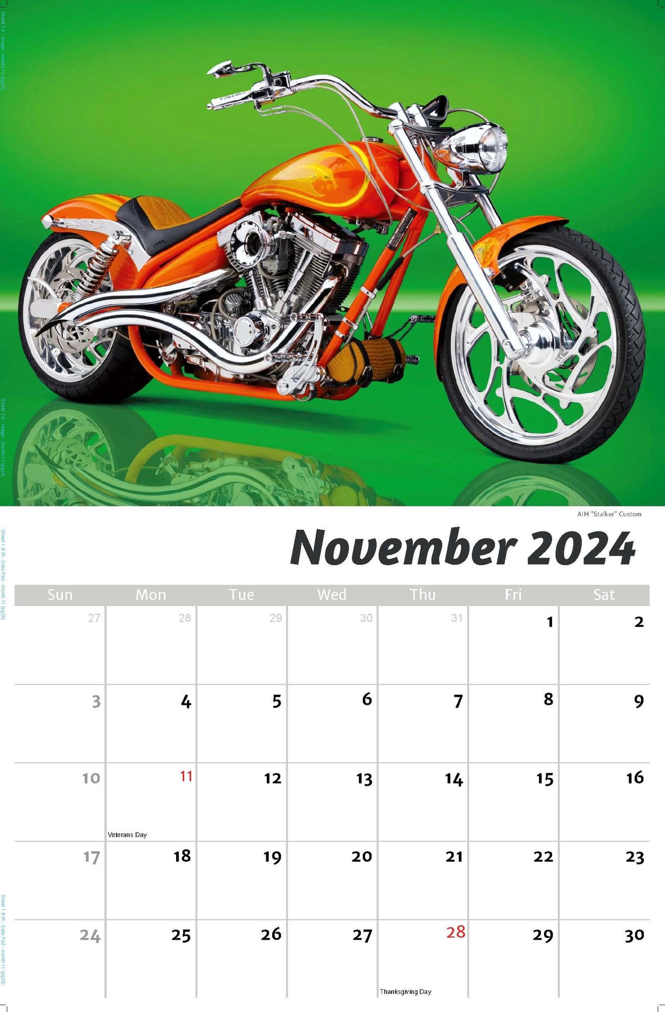 2024 Wall Calendar | Motorcycle Mania